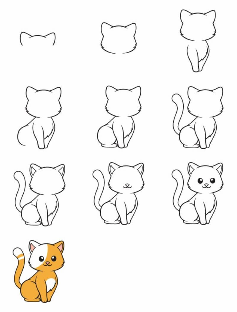 How To Draw A Pretty Cat Step By Step Drawing Photos