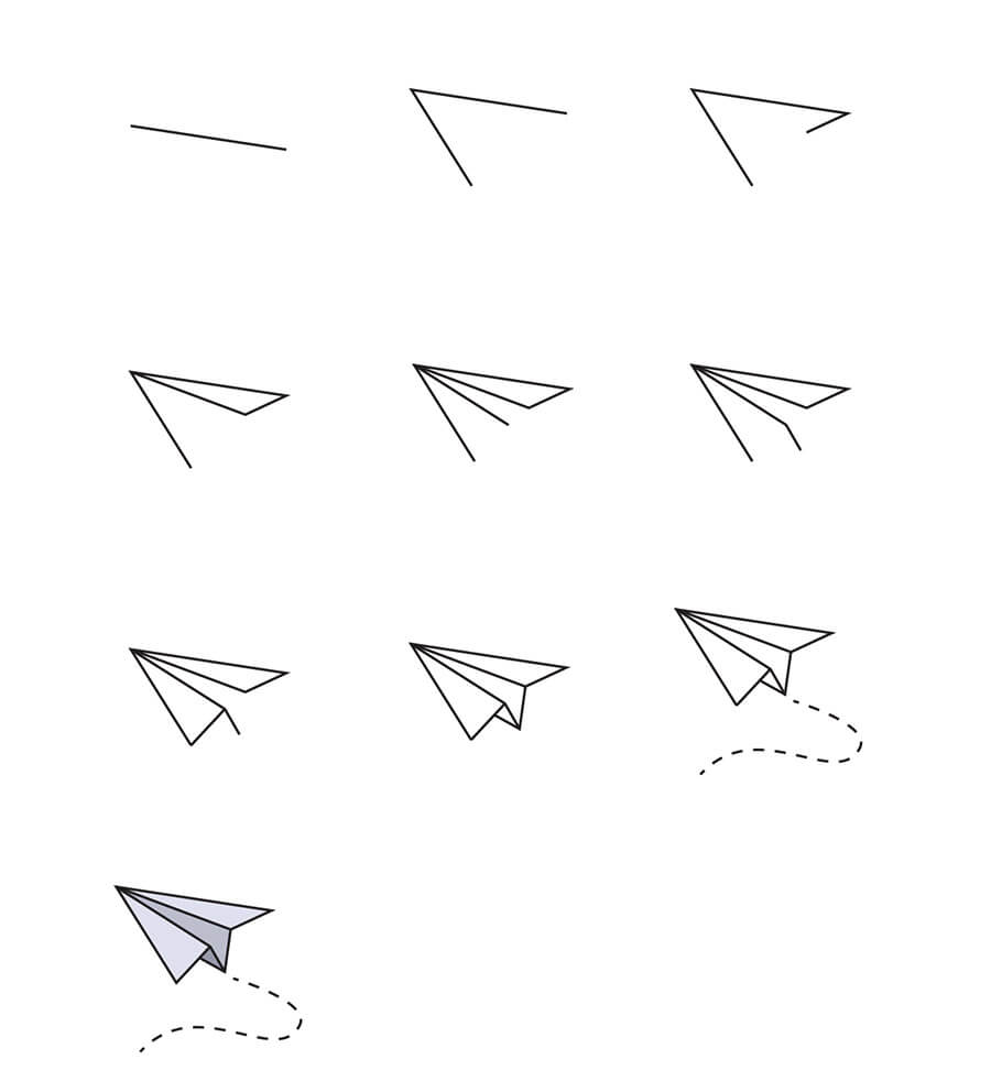 How To Draw A Paper Airplane Step By Step Drawing Photos